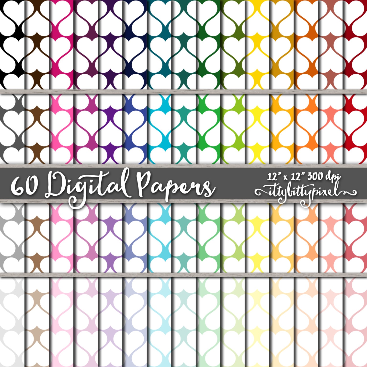 Heart Scrapbook Paper, Heart Scrapbooking Paper, Heart Digital Paper ...