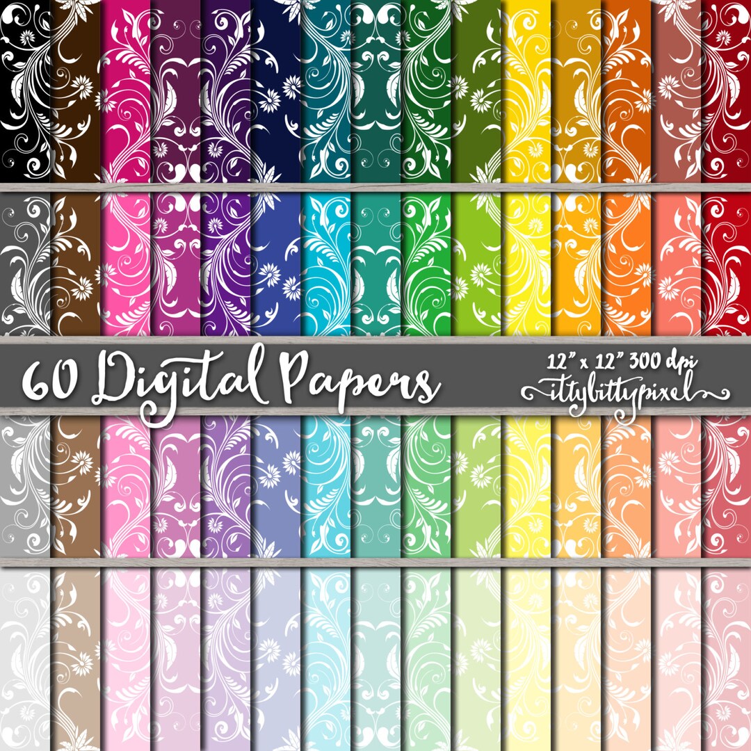 Damask Scrapbook Paper, Vintage Damask Scrapbooking Paper, Damask ...