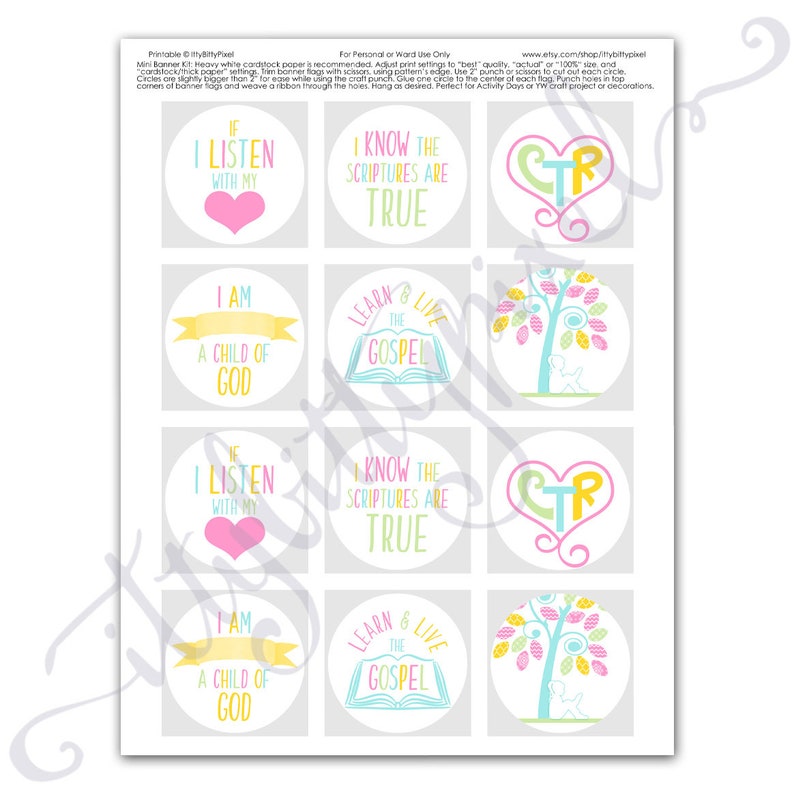 Activity Days Mini Banner Kit - LDS DIY Craft Pdf PRINTABLE Digital ...