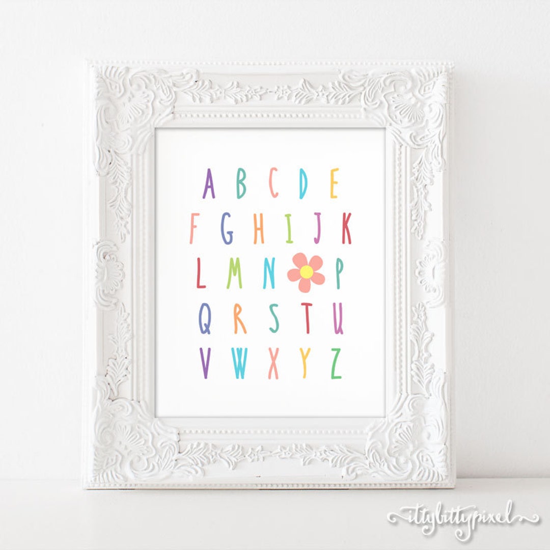Alphabet Flower - Digital Wall Art Print PRINTABLE Girls Bedroom Baby ...
