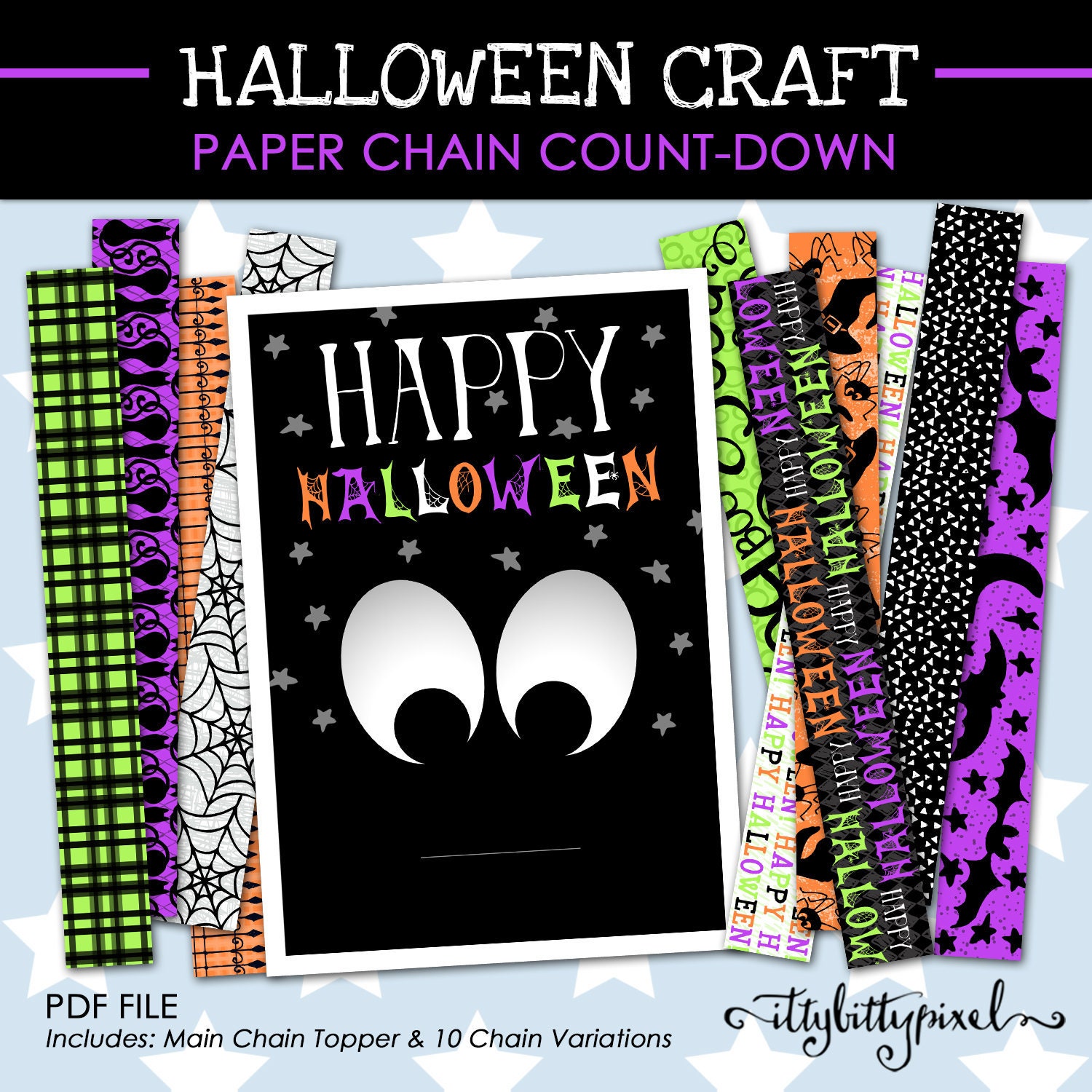Halloween Paper Chain Craft Holiday Diy Printable PDF Count - Etsy