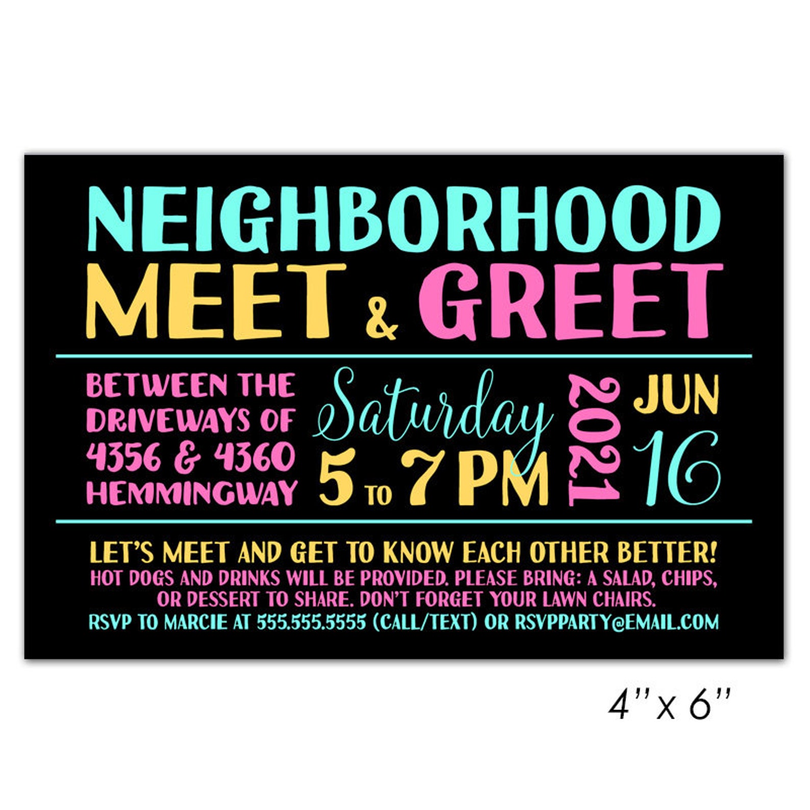 Neighborhood Meet & Greet Invitation - Block Party Gathering ...