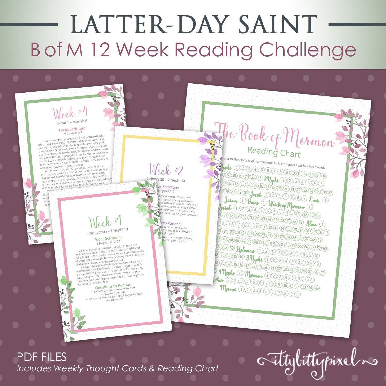 Book of Mormon Scripture Reading Chart & Thought Card LDS Digital ...