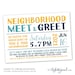Neighborhood Meet & Greet Invitation - Block Party Gathering ...