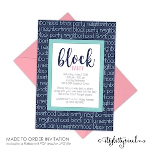 Neighborhood Block Party Invitation Announcement Invite Card Digital ...