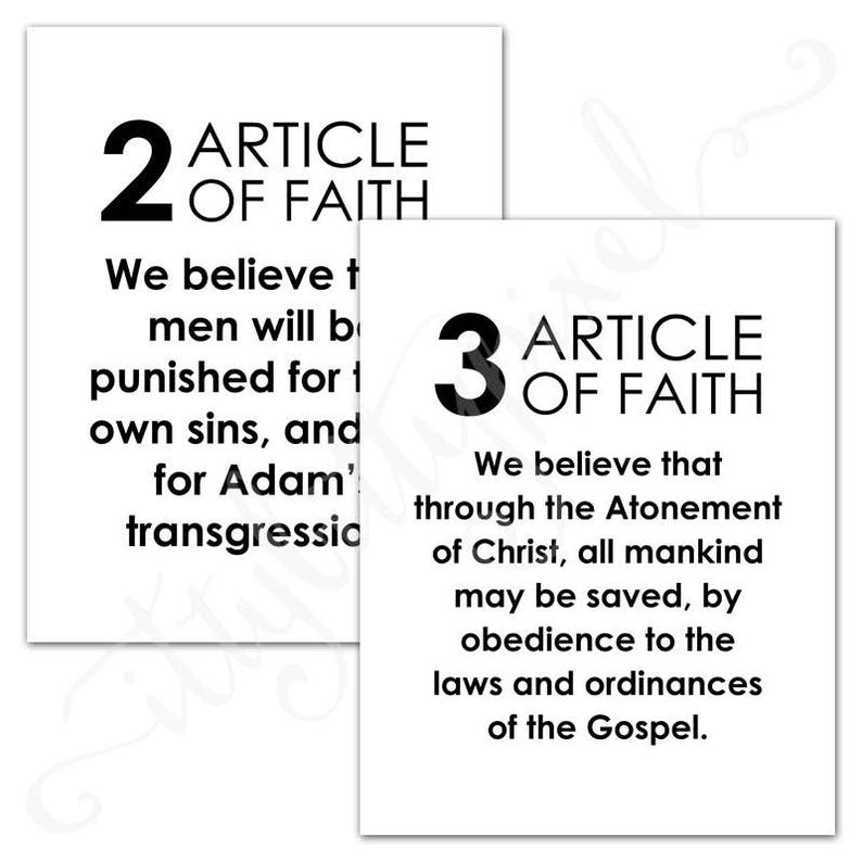 LDS Article of Faith Posters - PRINTABLE Sign Church of Jesus Christ ...