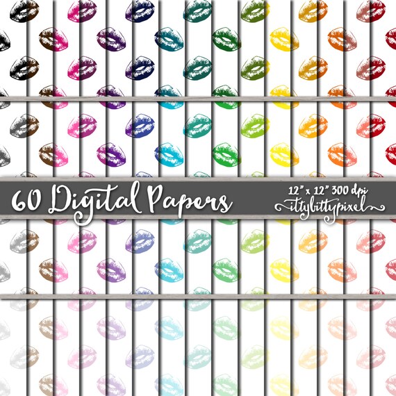 Kiss Scrapbook Paper Lips Scrapbooking Paper Kisses Digital - Etsy