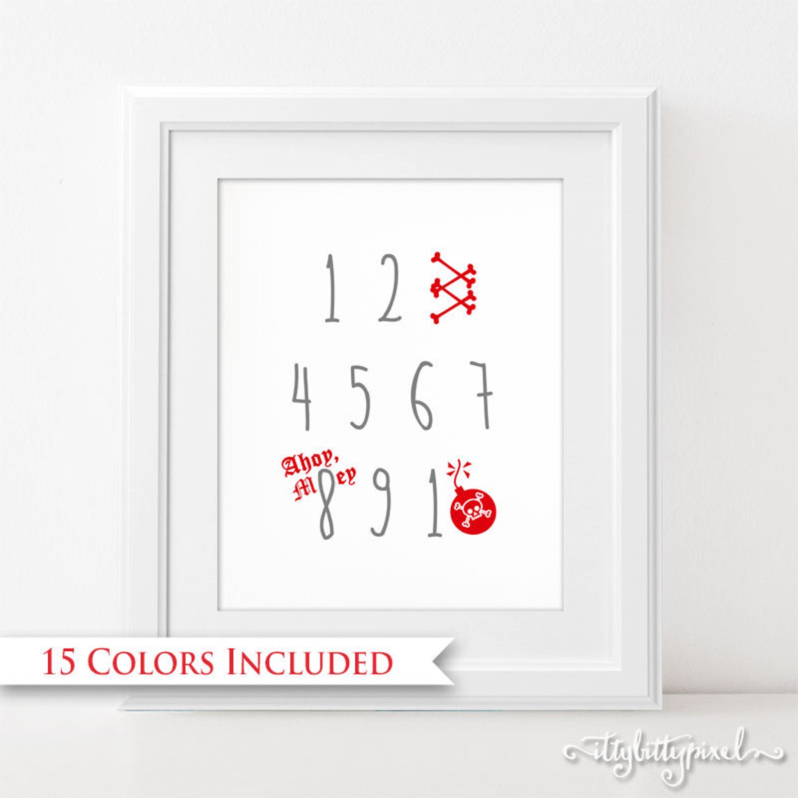 Pirate Numbers Digital Wall Art Print PRINTABLE Boy Bedroom | Etsy