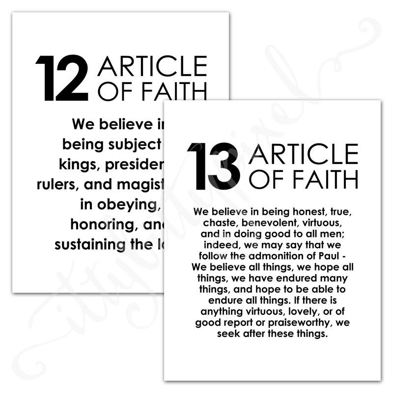 LDS Article of Faith Posters PRINTABLE Sign Church of Jesus | Etsy