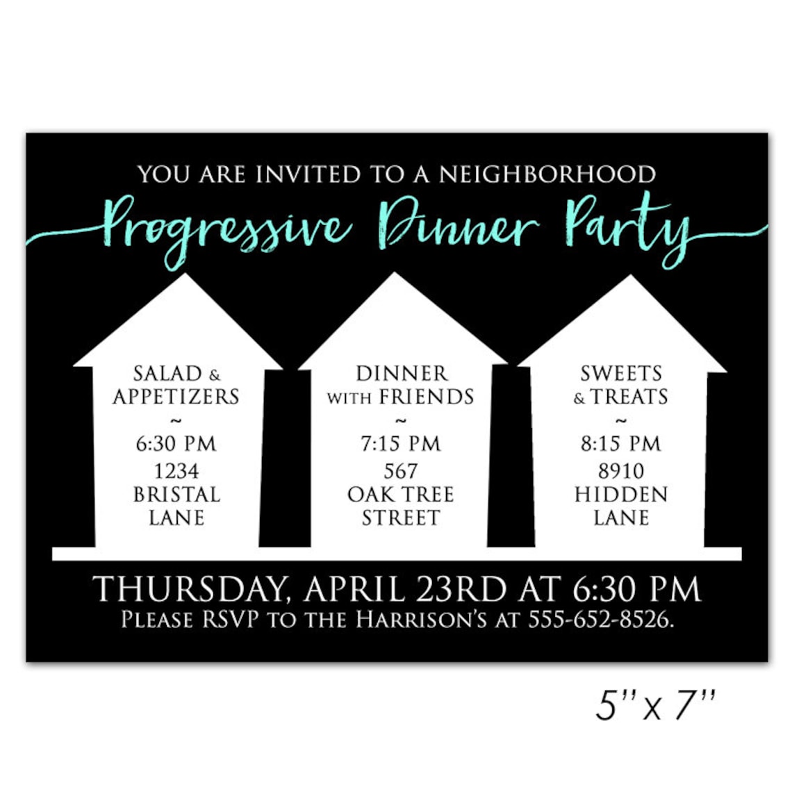 Progressive Dinner Party Invitation Announcement Card - Etsy