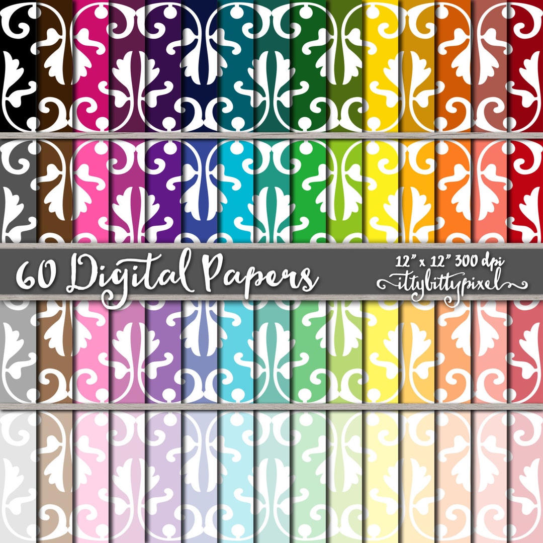 Damask Scrapbook Paper, Flourish Damask Scrapbooking Paper, Damask ...