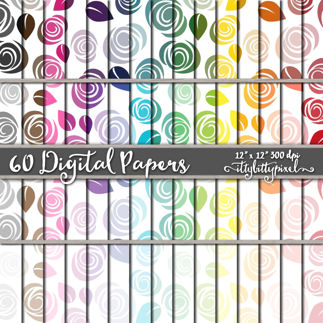 Rose Flower Scrapbook Paper, Floral Scrapbooking Paper, Flower Digital ...