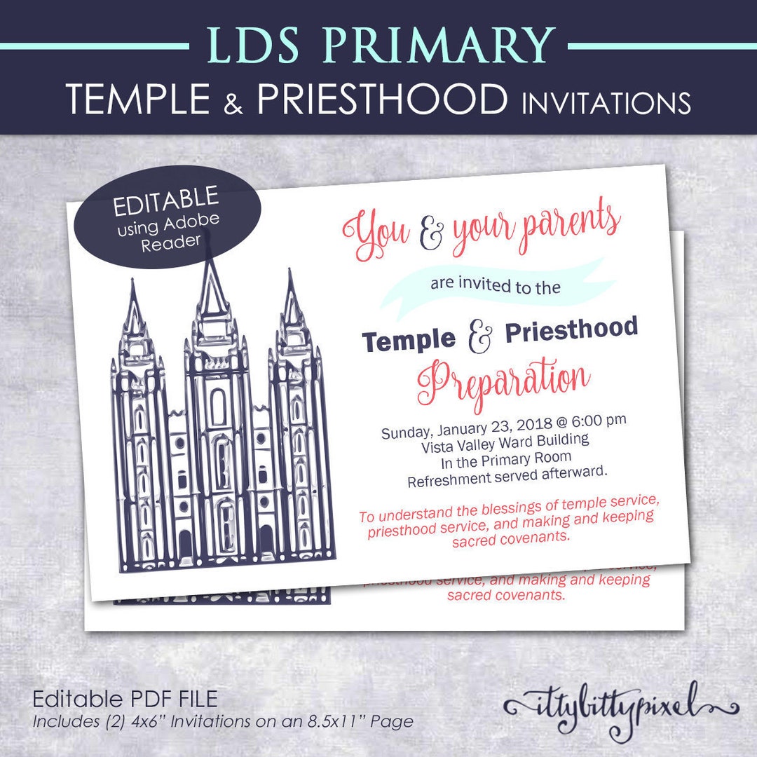 LDS Temple & Priesthood Preparation Invitation - Primary PRINTABLE ...