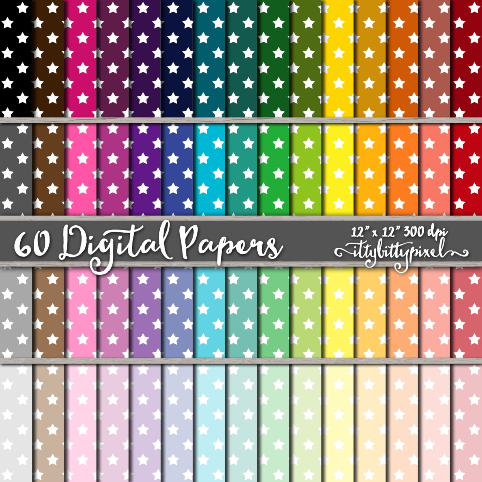 Star Scrapbook Paper, Stars Scrapbooking Paper, Star Digital Paper, 4th ...