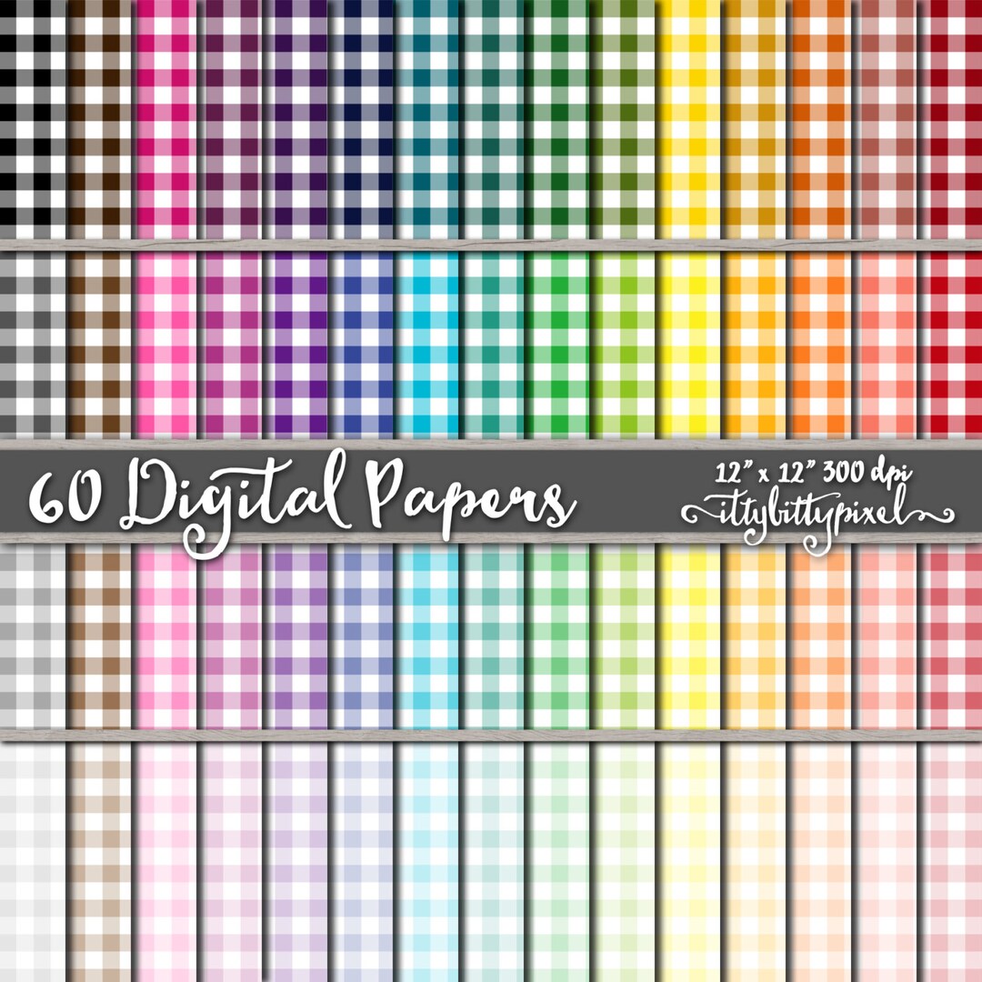 Gingham Scrapbook Paper, Checker Scrapbooking Paper, Gingham Digital ...