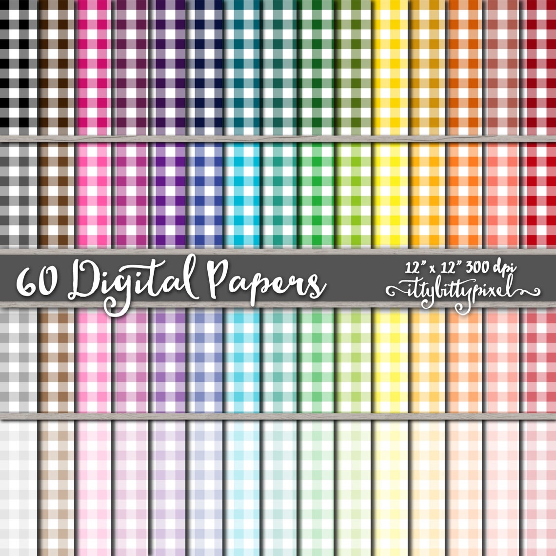 Gingham Scrapbook Paper, Checker Scrapbooking Paper, Gingham Digital ...
