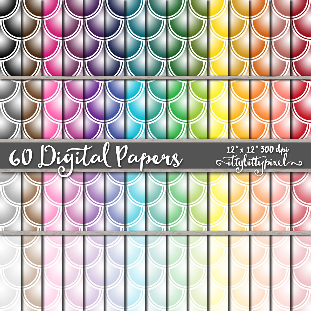 Scallop Scrapbook Paper, Scallop Scrapbooking Paper, Fish Scale Digital ...