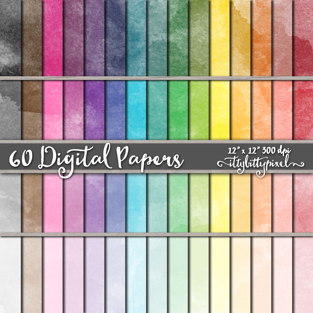 Watercolor Digital Paper, Painted Scrapbooking Paper, Watercolor ...