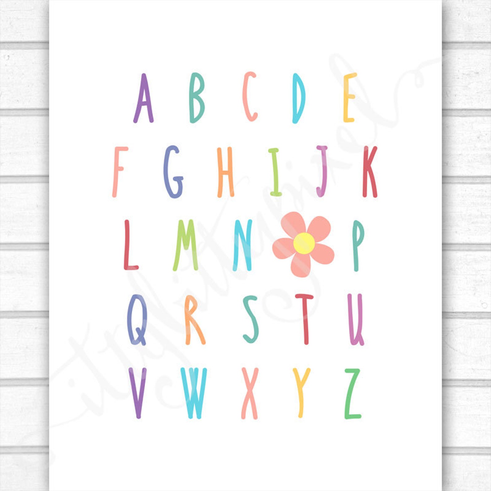 Alphabet Flower Digital Wall Art Print PRINTABLE Girls - Etsy
