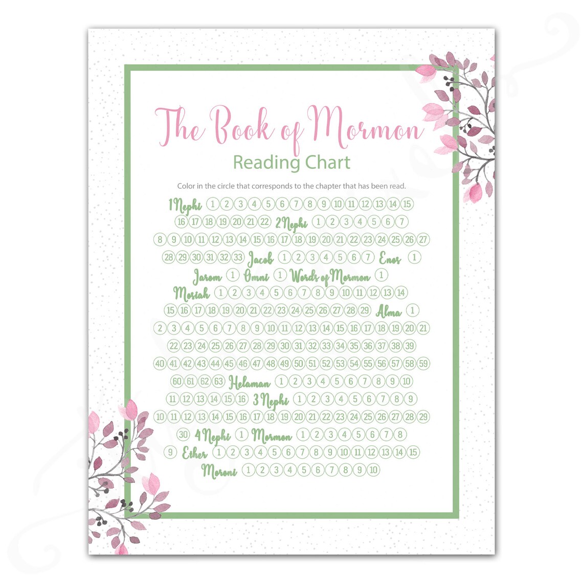 Book of Mormon Scripture Reading Chart & Thought Card - LDS Digital ...