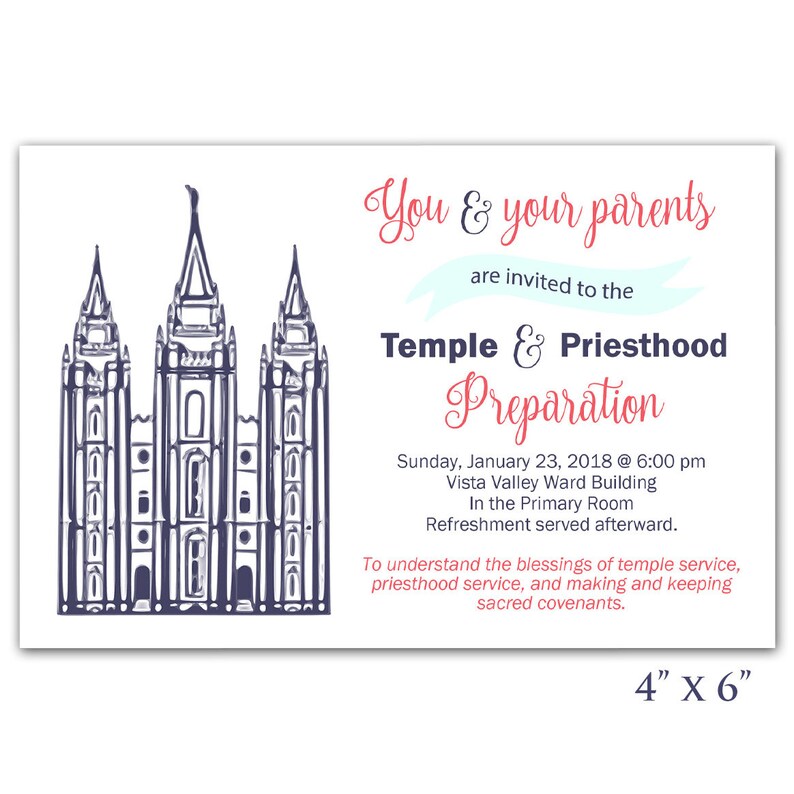 LDS Temple & Priesthood Preparation Invitation - Primary PRINTABLE ...