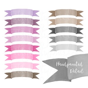 Watercolor Ribbon Clip Art - Hand Painted Banner Digital Painted ...