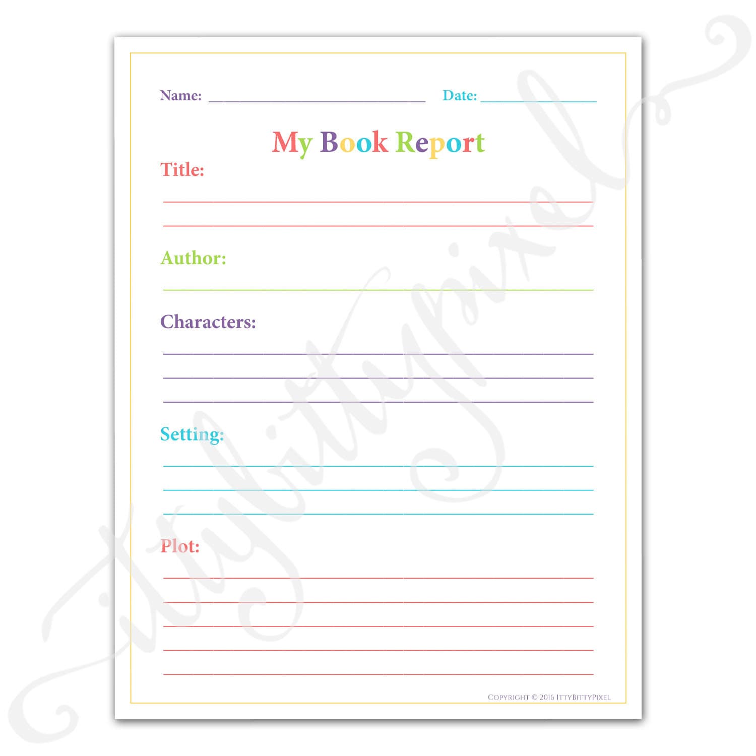 Book Report Worksheet Printable - First Second Third Grade Young Child ...