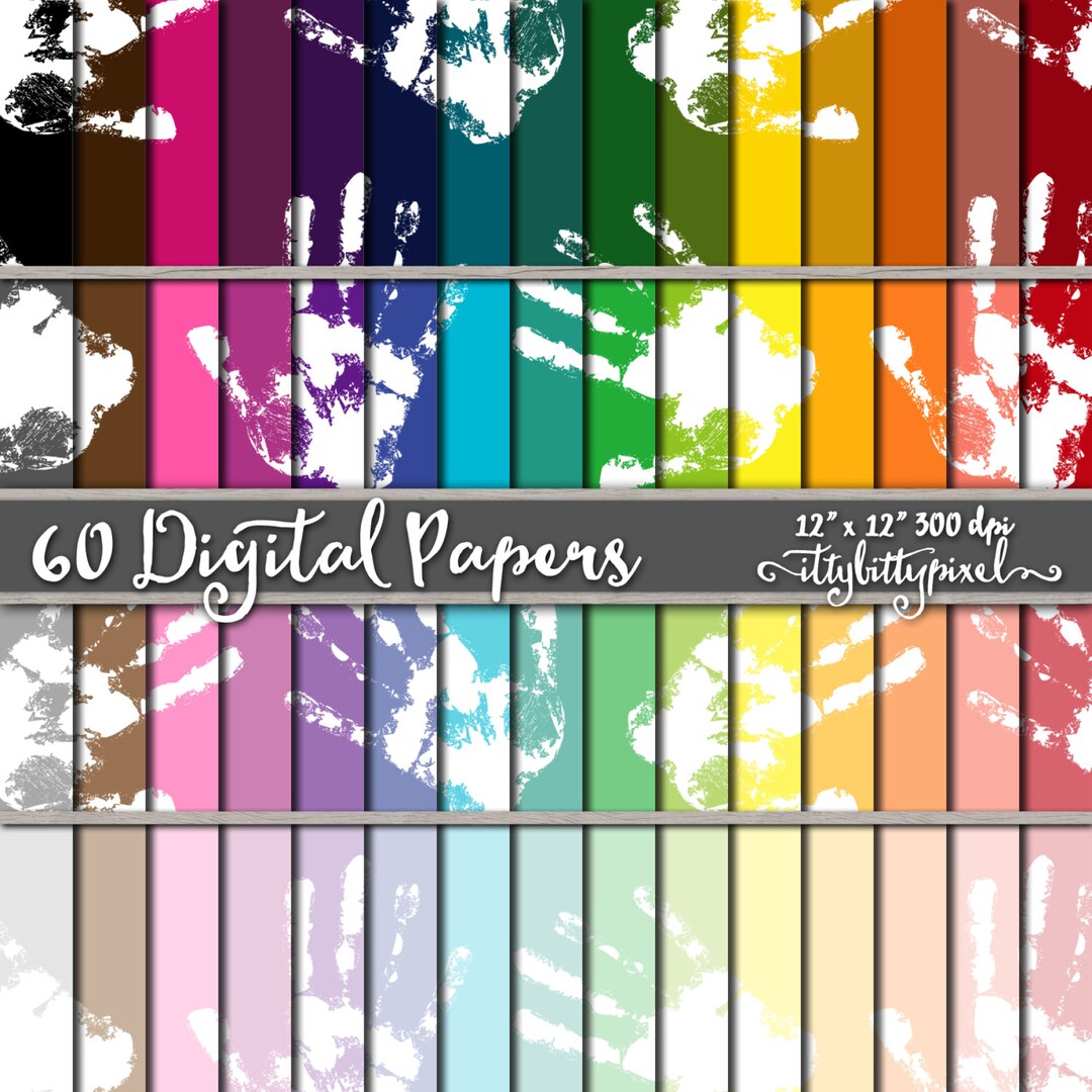 Handprint Scrapbook Paper, Hand Print Scrapbooking Paper, Handprint ...