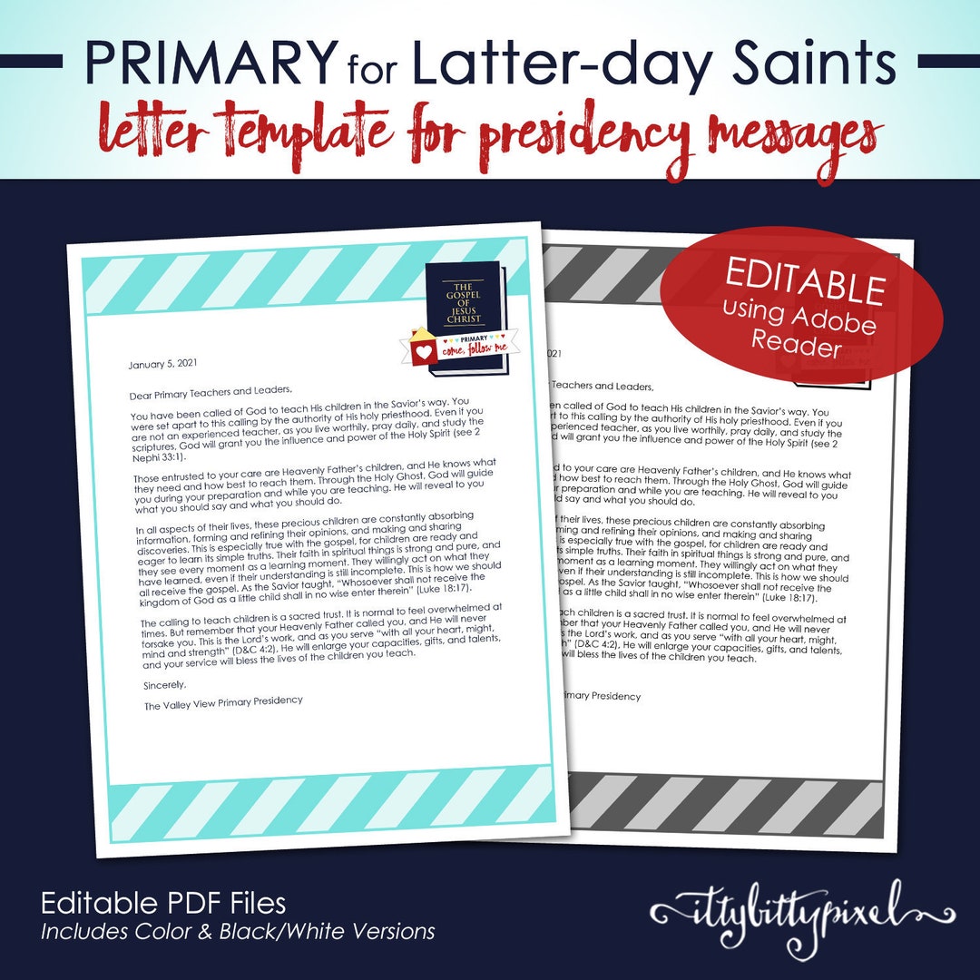 LDS Primary 2024 Letter - Come Follow Me Theme New Testament PRINTABLE ...