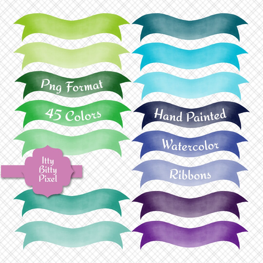 Watercolor Ribbon Clip Art - Hand Painted Banners Painted Digital ...