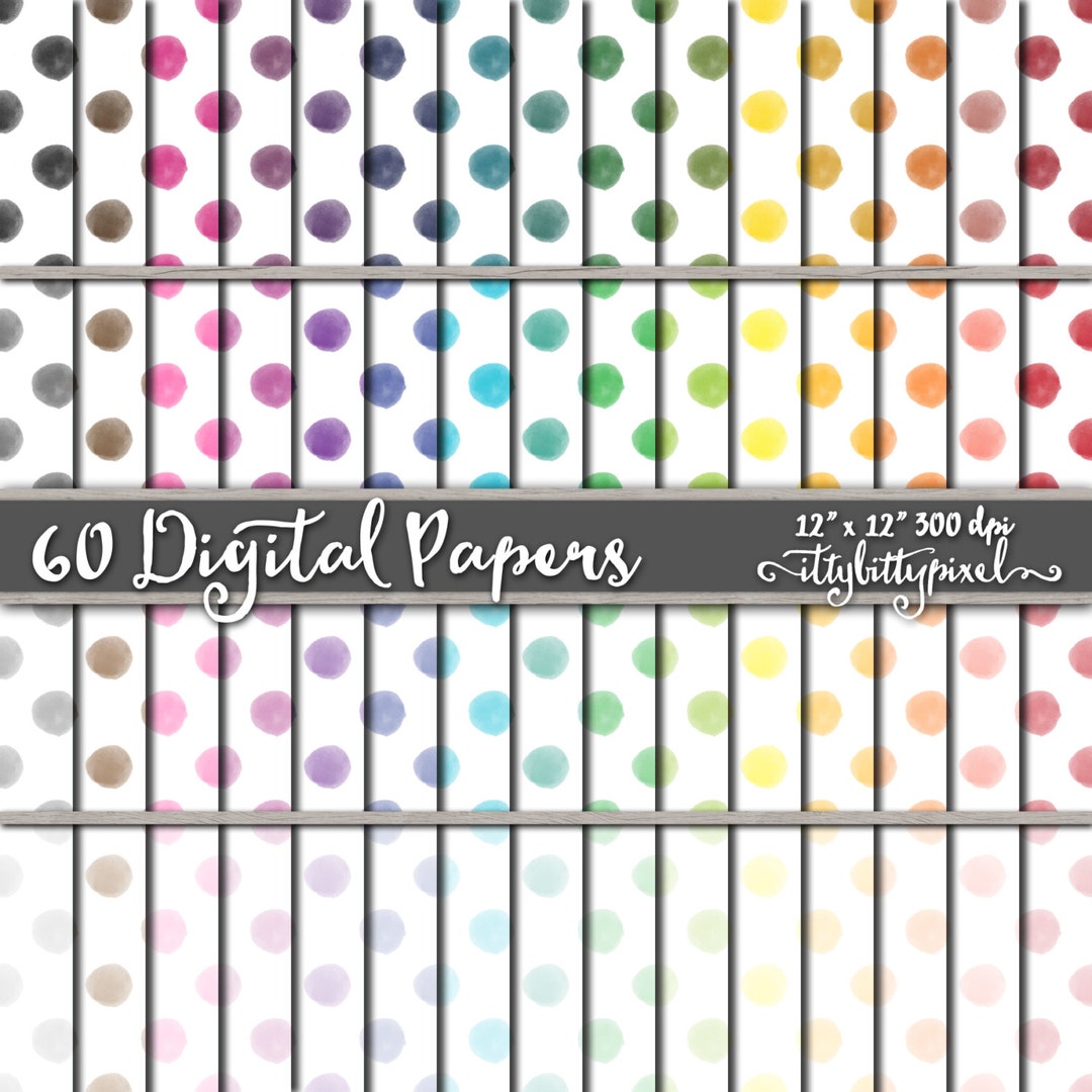 Watercolor Polka Dot Scrapbook Paper, Watercolor Paper, Paint Digital ...