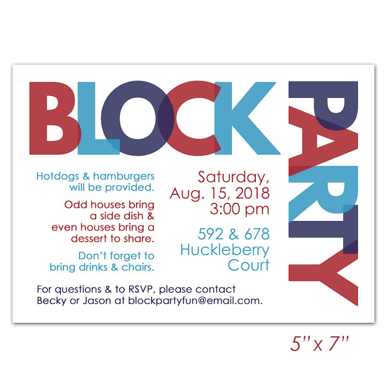 Neighborhood Block Party Invitation - Announcement Invite Card Digital ...