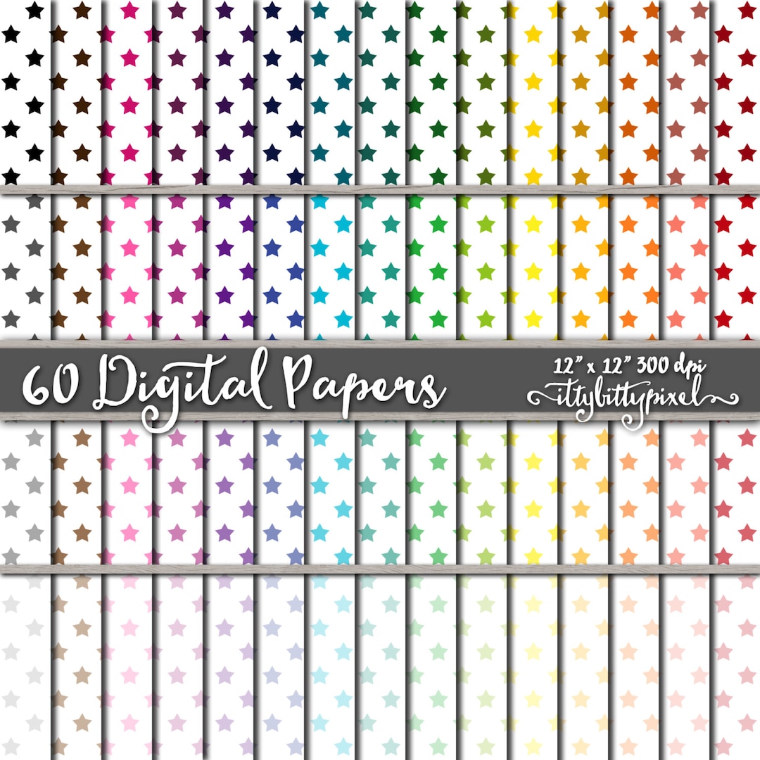 Star Scrapbook Paper, Stars Scrapbooking Paper, Star Digital Paper, 4th ...