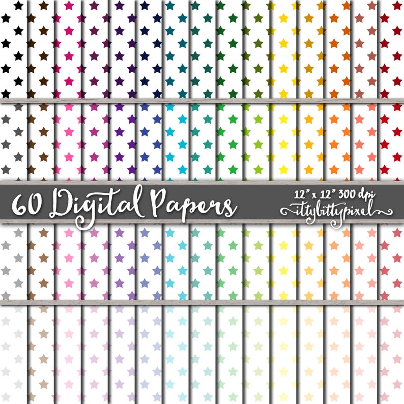 Star Scrapbook Paper, Stars Scrapbooking Paper, Star Digital Paper, 4th ...