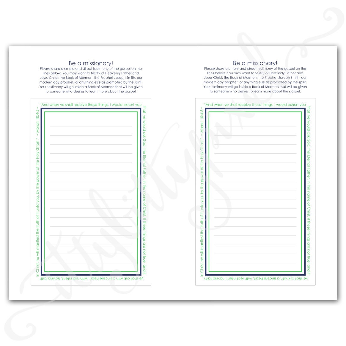 LDS Testimony Inserts for Book of Mormon Missionary Work PRINTABLE PDF ...