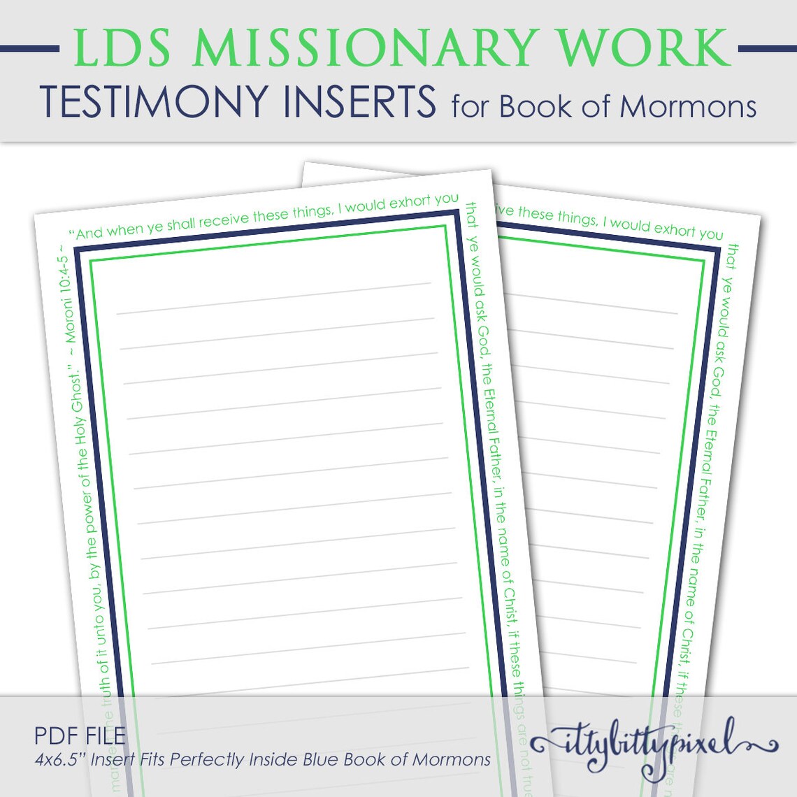 LDS Testimony Inserts for Book of Mormon - Missionary Work PRINTABLE ...