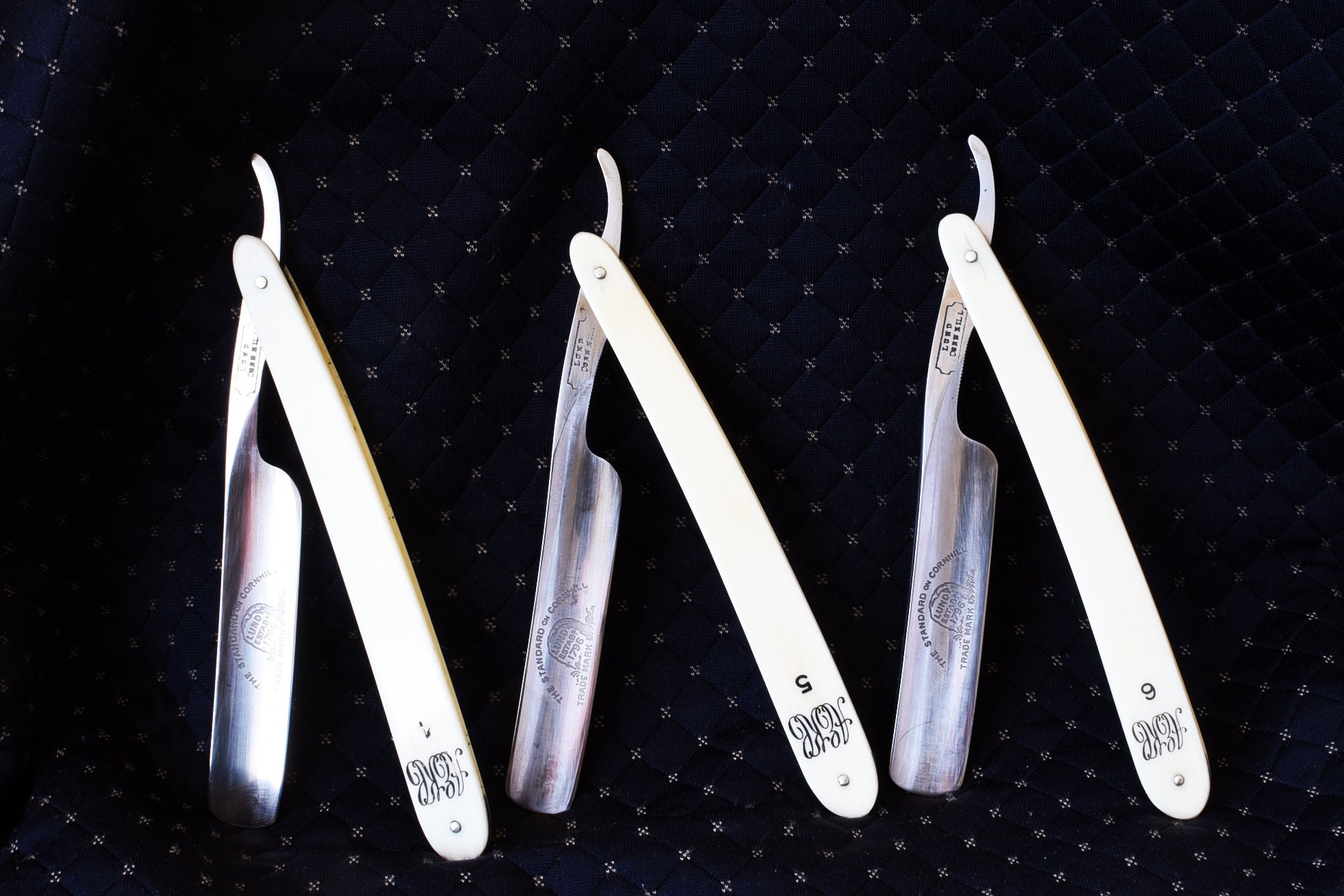 Shaving Set, Shave Kit of Eight Vintage Straight Razors in a Mahogany ...