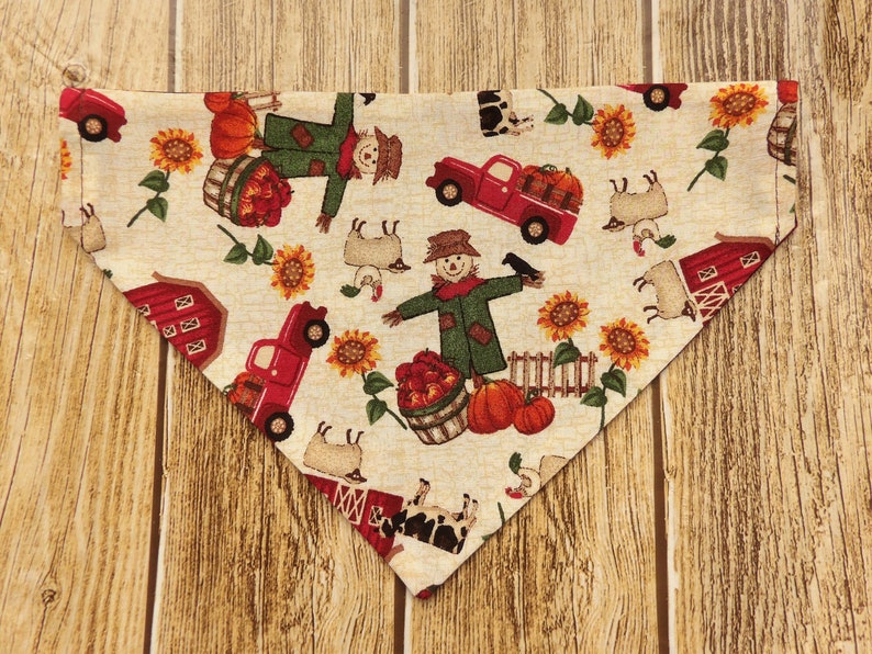 Reversible Fall Dog Bandana. Farm Dog Bandana. Fall Leaves Dog Bandana ...