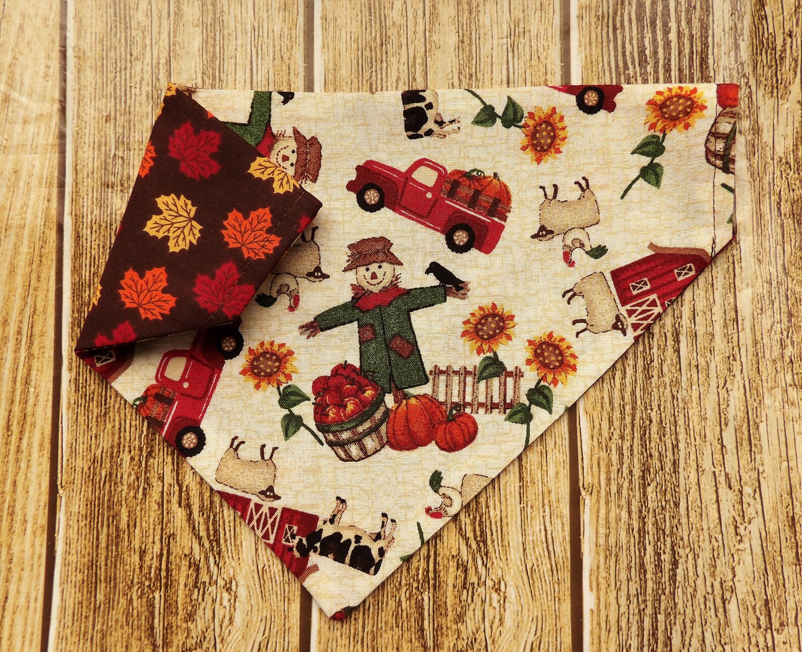 Reversible Fall Dog Bandana. Farm Dog Bandana. Fall Leaves Dog - Etsy
