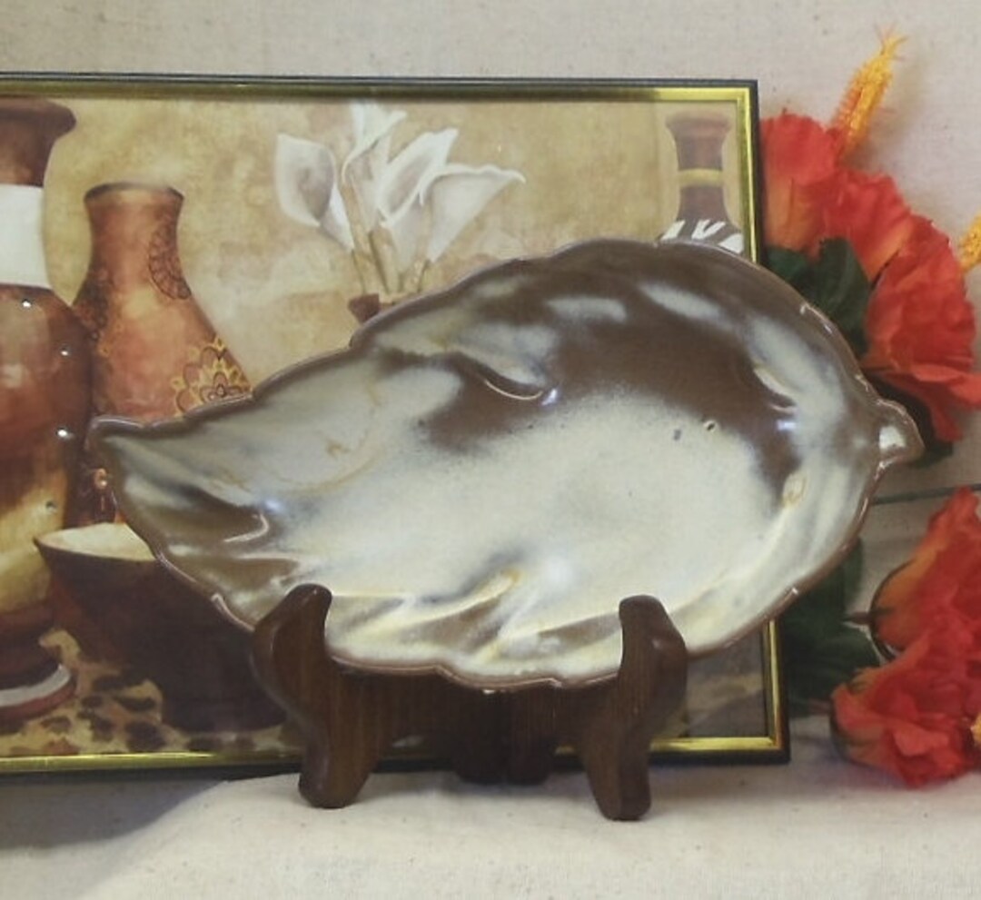 Frankoma Red Clay Desert Gold Leaf Design Condiment Dish, 1960's ...