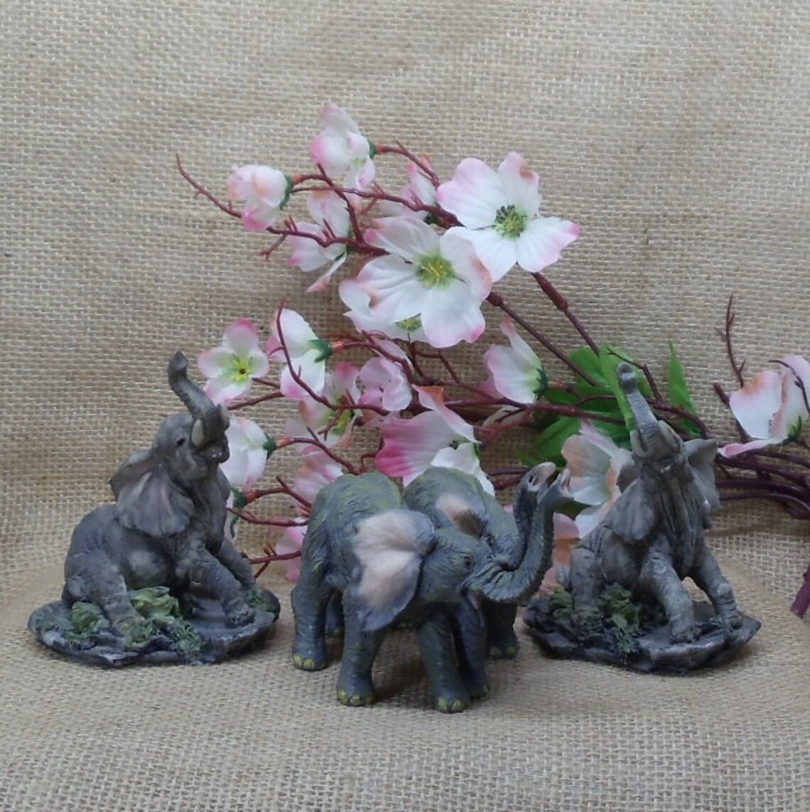 Vintage Set of 3 Resin Elephant Figurines 4 Elephants | Etsy