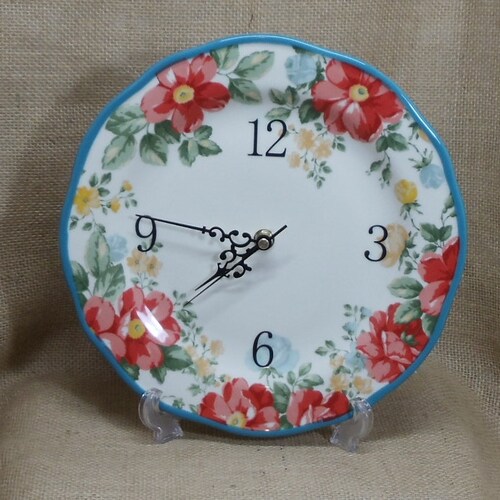 Upcycled Pioneer Woman Kitchen Plate Clock GORGEOUS GARDEN - Etsy