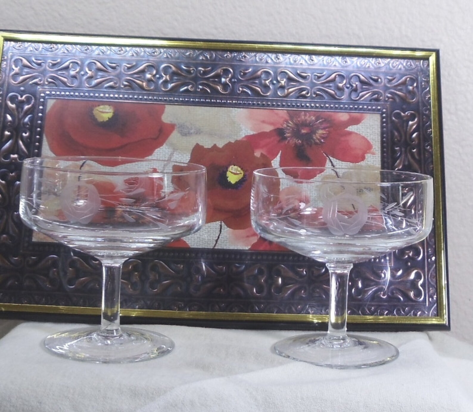 Vintage 5 Etched Crystal Low Sherbert/sherry Glassclear Bowl | Etsy