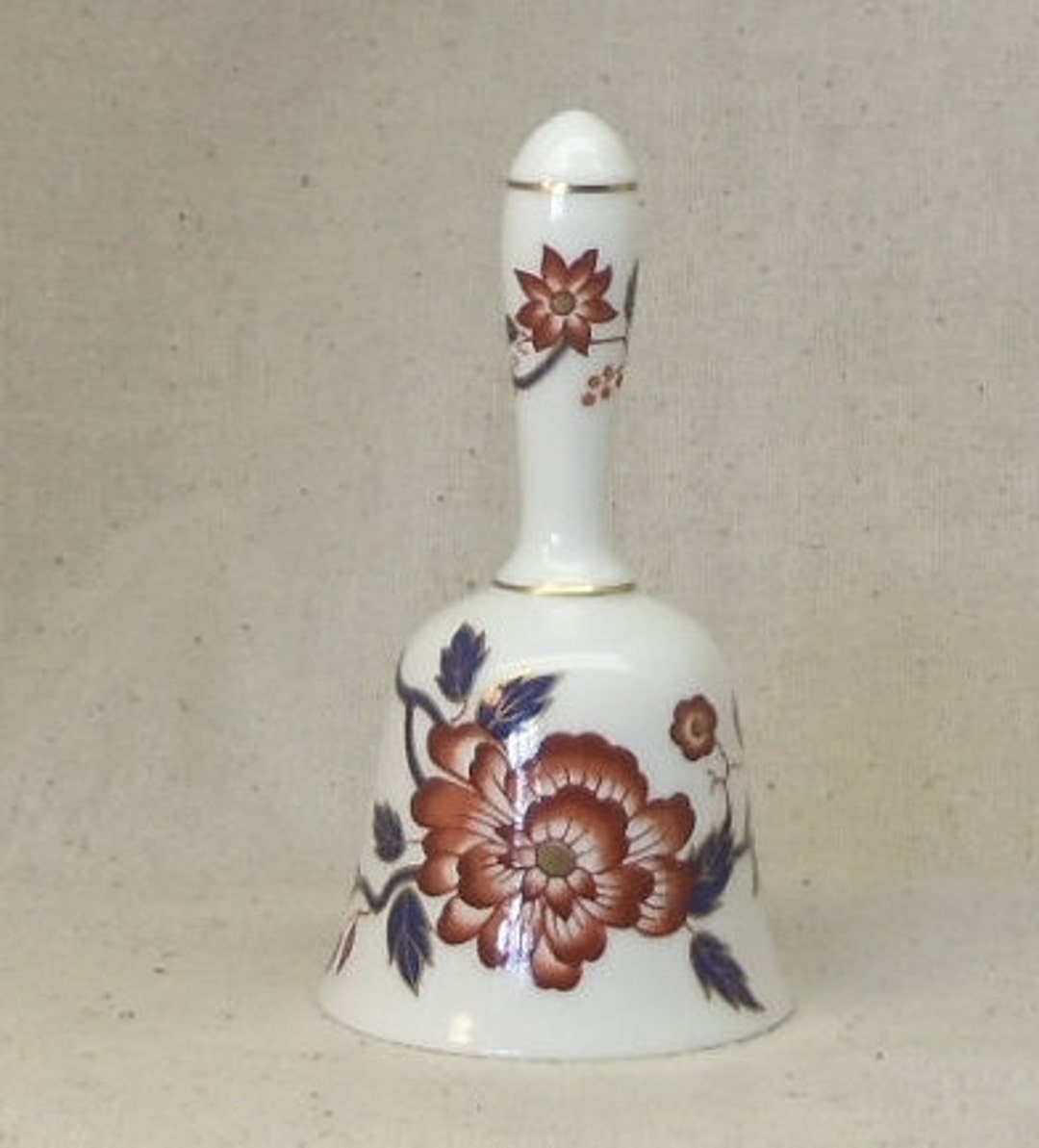 Fine Bone China Vintage Collector Bell, Red Floral Theme, Made in ...