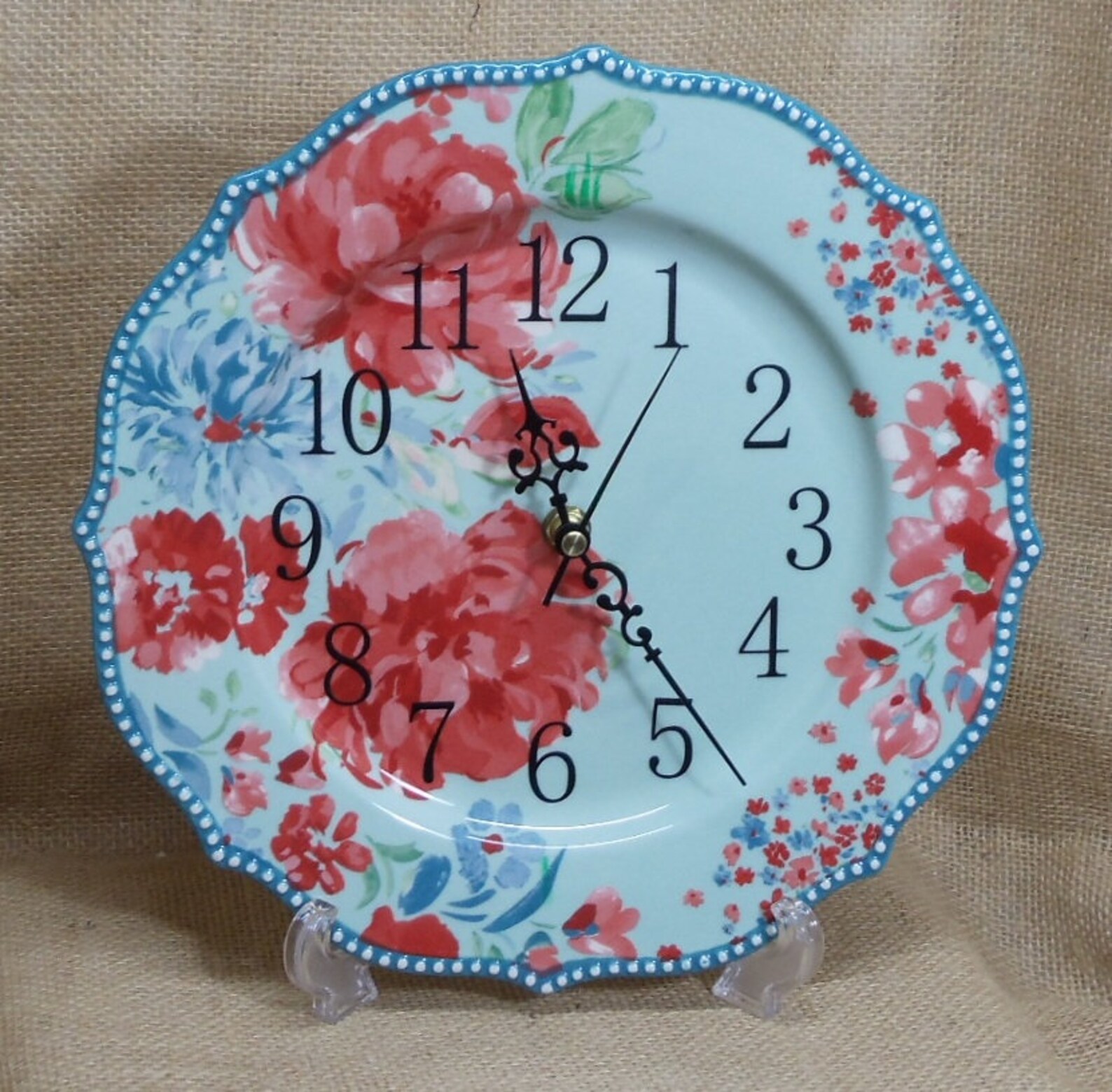 Upcycled Pioneer Woman Kitchen Plate Clock, GORGEOUS GARDEN ,stoneware ...
