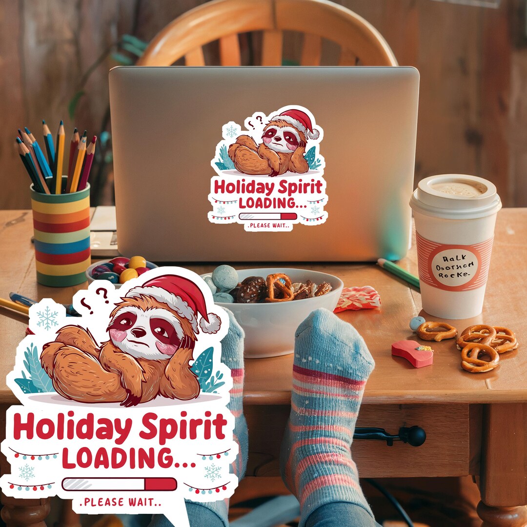 Holiday Spirit Loading, Sloth Christmas Xmas Funny Sarcastic Humorous ...