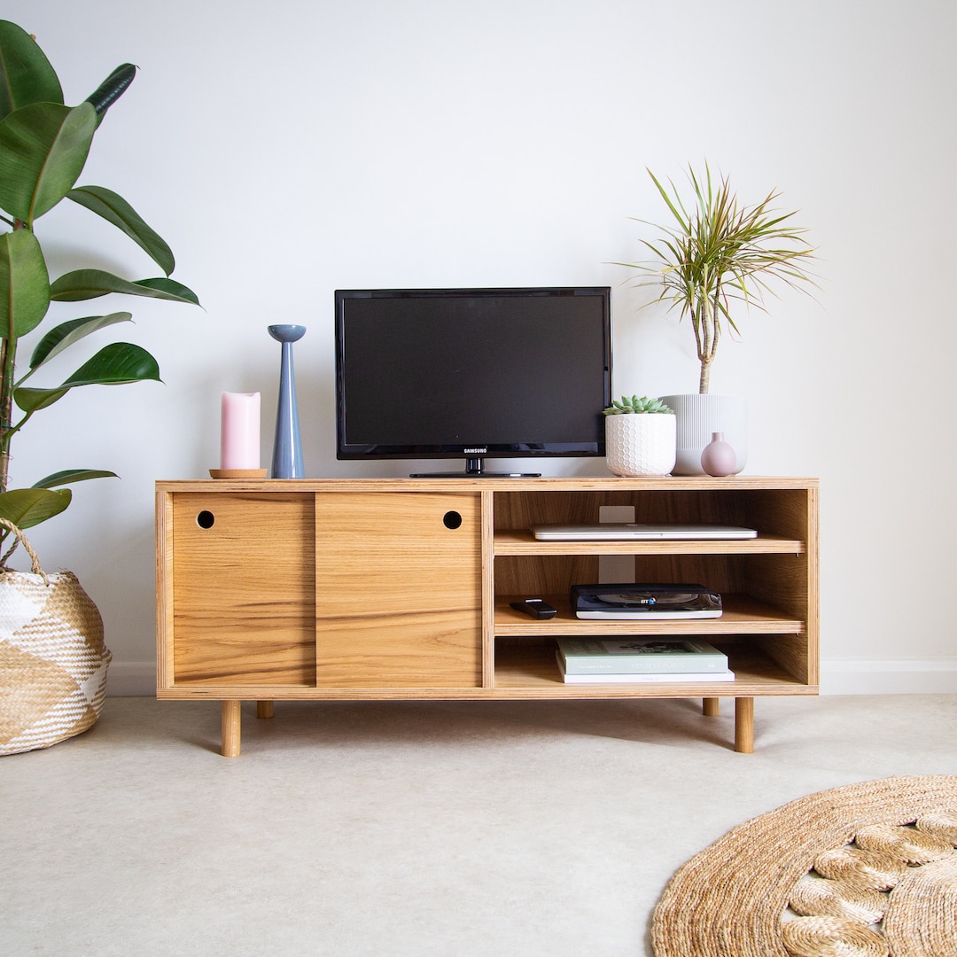 Plywood Furniture, TV Stand Oak, Wood Tv Unit, TV Cabinet, Media TV ...