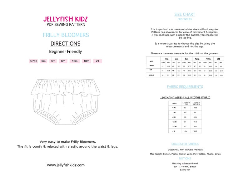 Ruffle Bloomers Sewing Pattern PDF Baby Toddler Infant. Size - Etsy