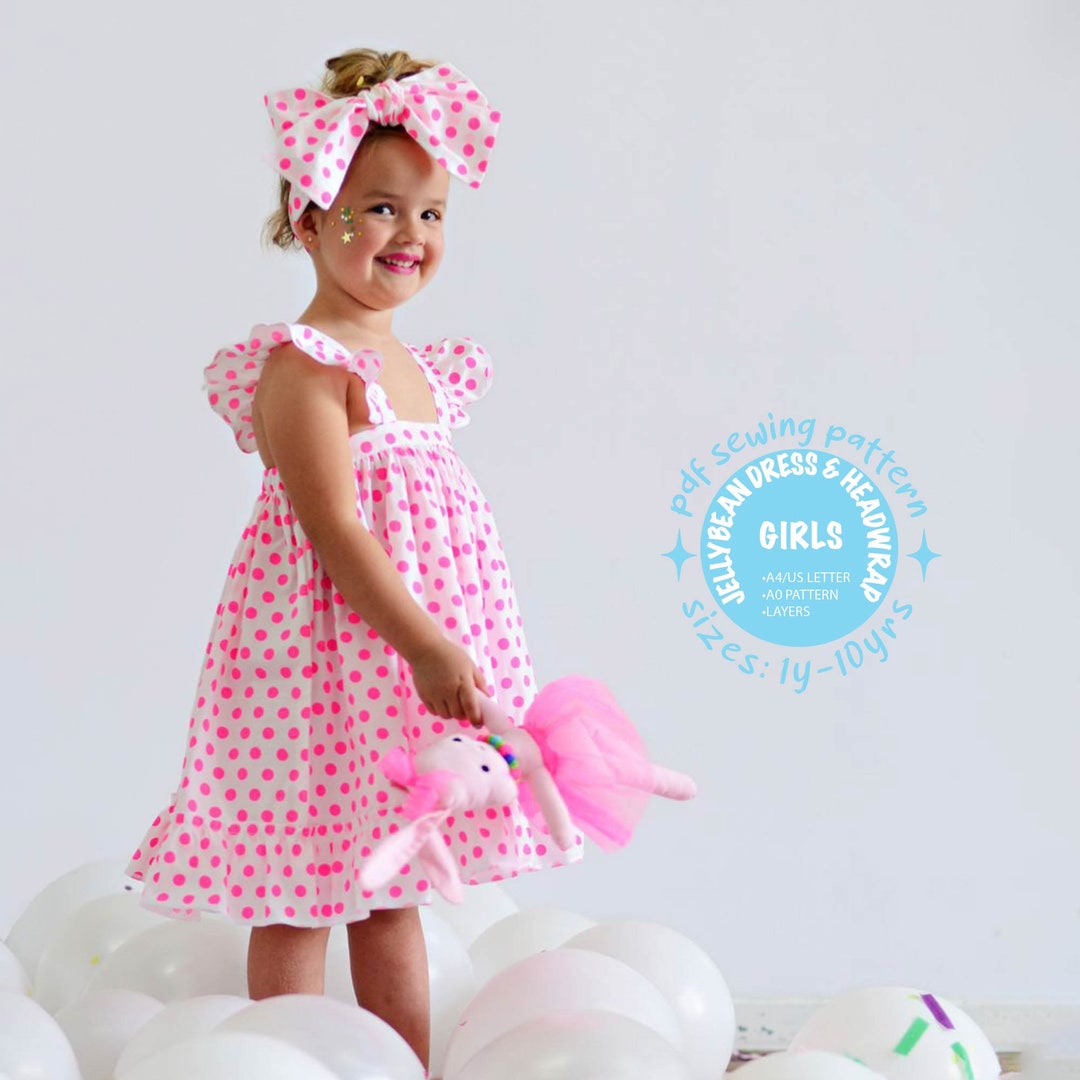 Girls Pinafore Dress, PDF Sewing Pattern & Headwrap - Etsy Australia