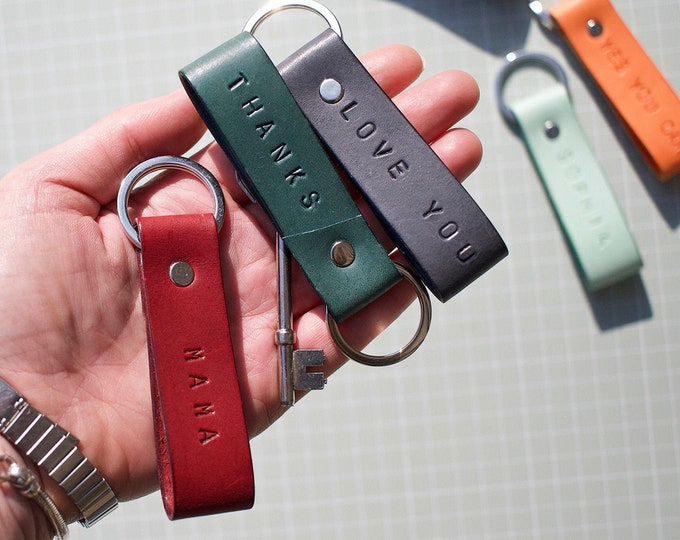 Personalised Italian Leather Keychain - Etsy